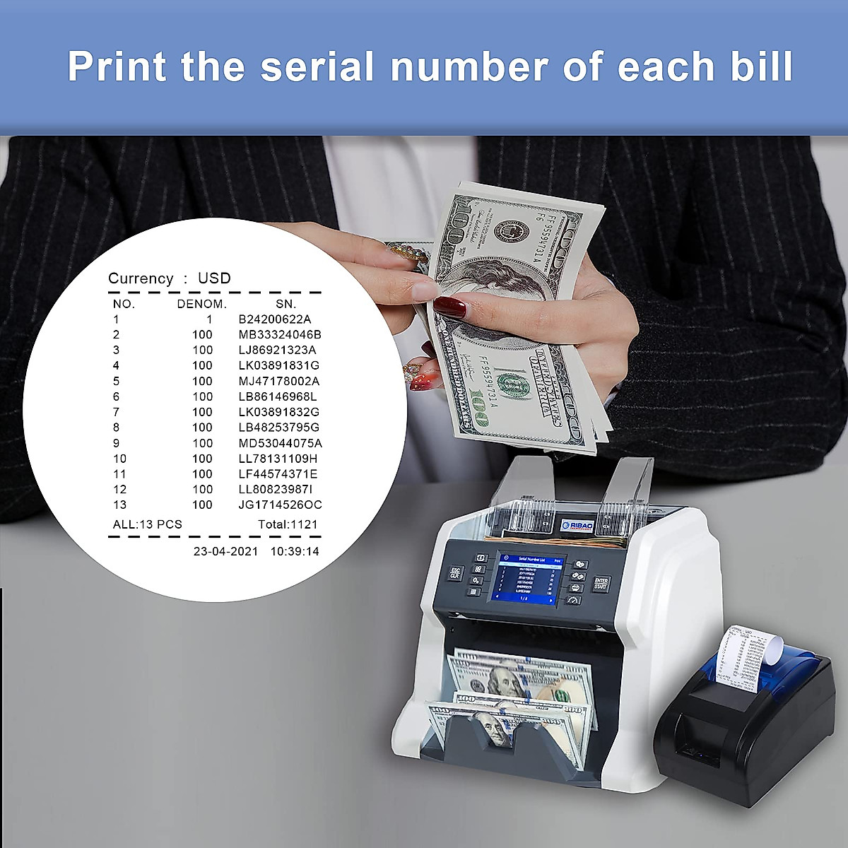RIBAO Thermal POS Printer Receipt Printer Connect BC-55 BC-40 BCS-160 Mixed Bill Money Counter 58mm USB Cash Drawer Interface NOT for Square