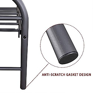 Elegant Home Products Vintage Twin Size Bed Frame with Headboard and Footboard Mattress Heavy Duty Metal Platform, Steel Slat Support (Twin, Black Sanded)