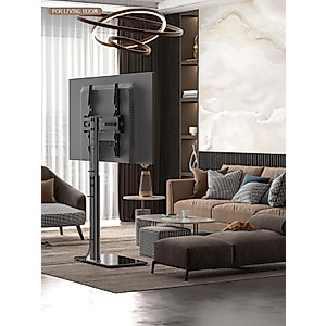 Universal Floor TV Stand with Mount 70 Degree Swivel 9 Level Height Adjustable and Space Saving Design for Most 27 to 65 inch LCD, LED OLED TVs, Perfect for Corner & Bedroom AX1006TB