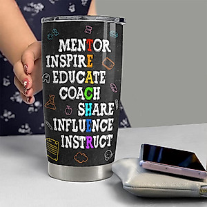 SANDJEST Personalized Teacher Tumbler 20oz 30oz With Lid - Appreciation Gift for Preschool Teaching Assistant - Christmas Birthday Teacher Day