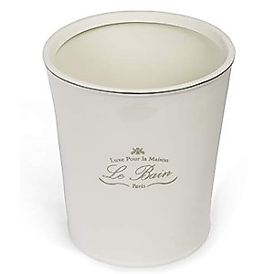 Le Bain Paris Collection by Ben&Jonah Heavy Porcelain Waste Basket (9.5"H x 8" Top Diameter, 7" Bottom Diameter)