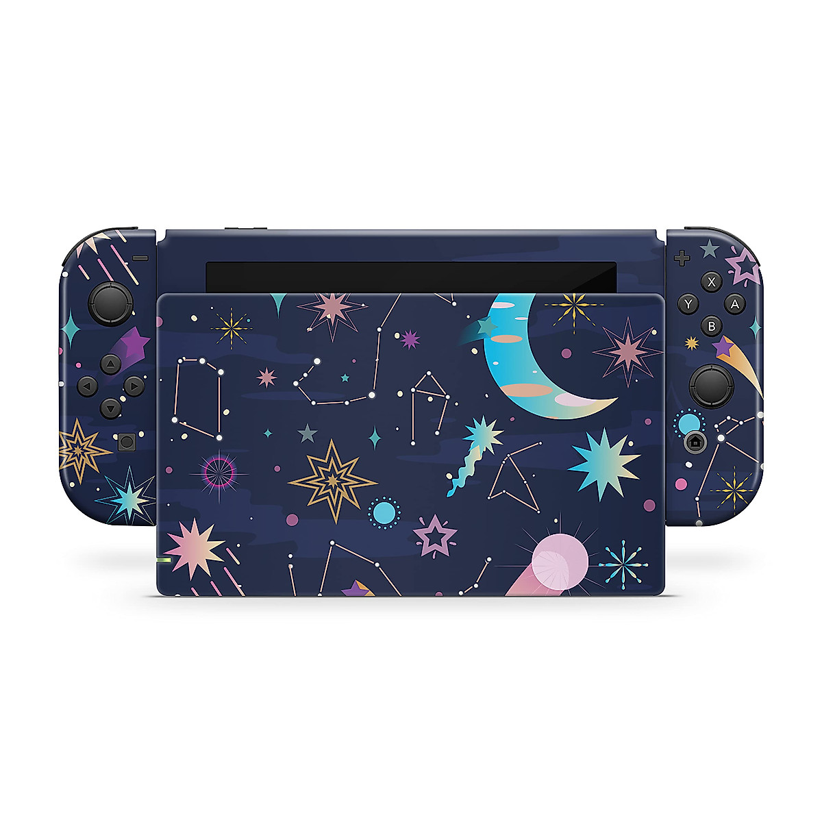 Tacky Design Planets Skin Compatible with Nintendo Switch Skin Wrap Cover, Galaxy Planets Skin for Nintendo Switch Stickers, Premium Vinyl 3M Full Wrap Decal (Stars)