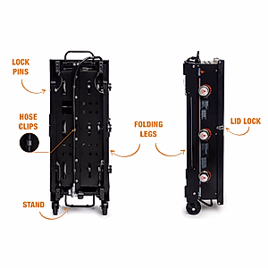 Outland Portable Camping Stove - 3 Zone Propane Gas Burner Controller With Auto Ignition - 2 Folding Cook Stations - Adjustable Leg - Traveling Camp Stove Great for Backyard, Picnicking, RV, Hunting