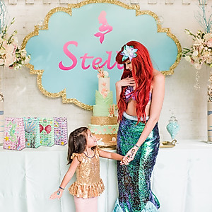 Mermaid Party Favor Set 92 PCS Princess Slap Bracelet Keychains Stickers Necklace Bubble Stick Gift Bags for Kids Girls Baby Shower Classroom Reward