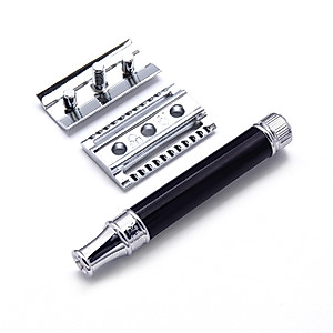 Edwin Jagger DE86 Classic Double Edge Manual Eco-Friendly and Reusable Safety Razor for Men and Women for Shaving Cream or Soap Fits All DE Razor Blades (Imitation Ebony)