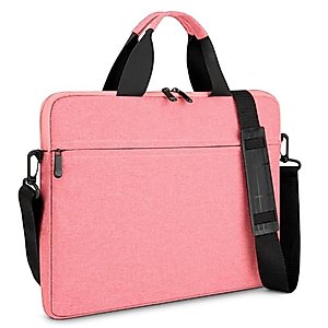 MicaYoung 15.6-16 Inch Laptop Sleeve Shoulder Bag Waterproof Notebook Chromebook Computer Carrying Case Compatible with 15.6 inch Acer Asus Dell HP Thinkpad, Pink