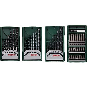 Bosch 2607017071 3 Plus 1 Mini X-Line Set New Drill Bits, Silver/Black