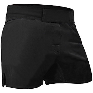 Roar Women's MMA Fight Shorts, BJJ, Muay Thai, WOD, NOGI, Kickboxing, Wrestling, MMA (Simple-Black, Medium)