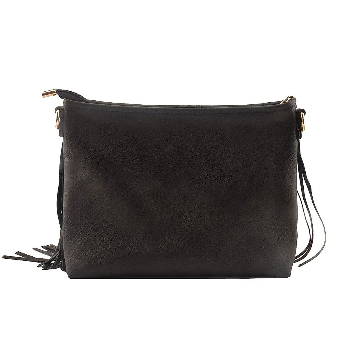 Jiaruo Fashion Retro Fringe Design Small Women PU Leather Crossbody Bag Handbag And Purses (Black)