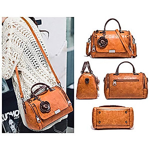 Mn&Sue Duffel Style Handbags for Women Small Top Handle Satchel Crossbody Mini Barrel Purse (Dark Green)