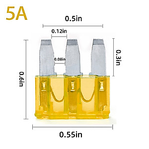 SINBRLAI AMP Micro 3 Fuse, 3 Prong Micro Blade Fuse, Applicable to The Maintenance, Replacement of Car, Automobile Trucks, Ships, Automotive Lighting (60PCS)