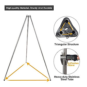 REDCAMP Campfire Tripod, Folding Camping Grill with Grill Grate, Tripod Cooker for Cooking,Ourdoor BBQ