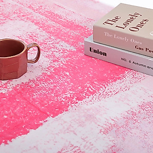 TRUEDAYS Area Rug Washable Pink Rug - 5x7 Rug Modern Abstract Rug for Entryway College Dorm Living Room Bedroom - Soft Low Pile Indoor Carpet with Non-Slip Backing for Home Décor