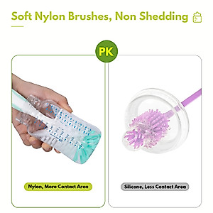 CAREBABYMORE 2 Pack Baby Bottle Brush with 4 Pack Straw Brushes, 10.2" Nylon Brushe with Nipple Cleaner and Stand Suction Cup, Green