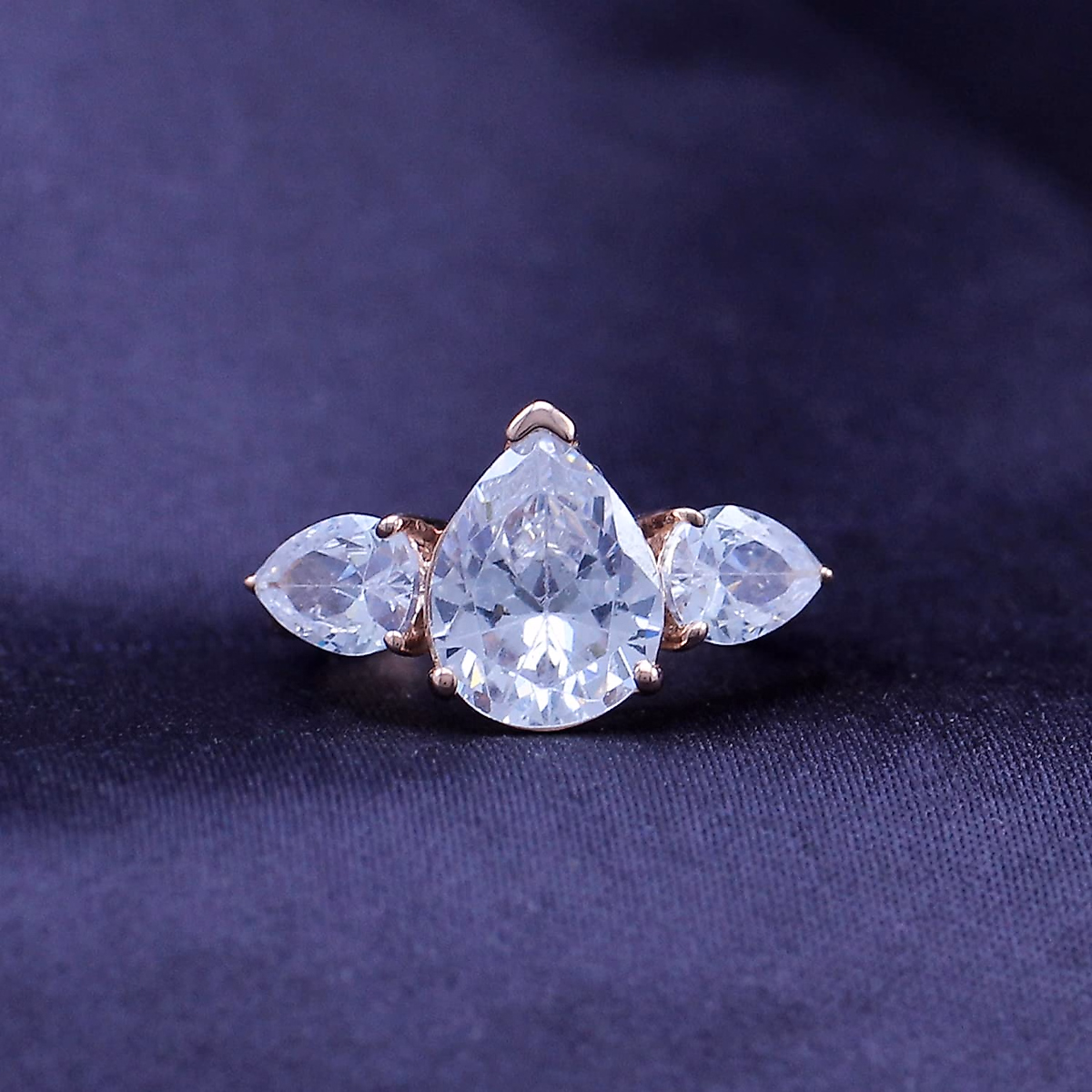 AFFY Pear Shape White Cubic Zirconia Three Stone Engagement Ring in 925 Sterling Silver (4.89 cttw) Ring Size-4.5