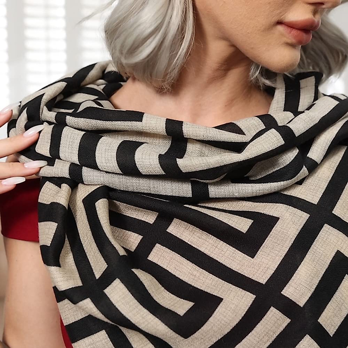 FINIZO Women's Scarves Lady Light Soft Fashion Solid Scarf Wrap Shawl for All Season (Beige)