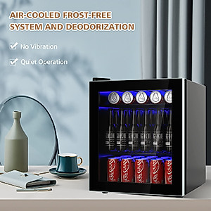 ARLIME Mini Fridge 60 Can, Beverage Refrigerator with Glass Door, Mini Drink Dispenser Machine Small Refrigerator For Office with Adjustable Shelves for Home Kitchen Bar, 1.6 Cu. Ft