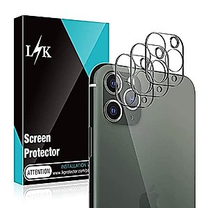 [3 Pack] L K Camera Lens Protector for iPhone 11 Pro/iPhone 11 Pro Max, HD Clear Tempered Glass Protector Case Friendly Easy Installation