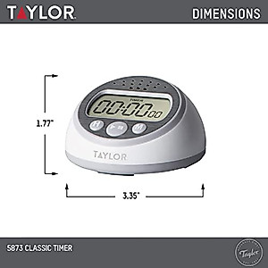 Taylor Digital Timer Counts Up and Down for School, Learning, Projects, and Kitchen Tasks, Super Loud Digital Timer, Gray