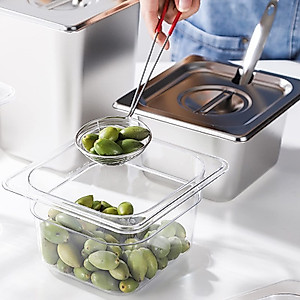 Bekith 6 Pack 1/6 Size Clear Polycarbonate Food Pans with Lids for Kitchen Restaurant Food Prep, 4 Inches Deep