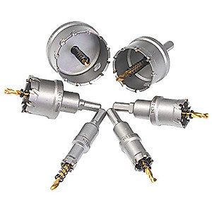 ASNOMY 8PCS Large TCT Hole Saw Kit for Hard Metal, 5/8"-2-3/8" (16-60mm) Carbide Tipped Hole Saw Hole Cutter with Titanium-Plated Pilot Drill bit for Metal, Stainless Steel, Iron, Wood, Plastic