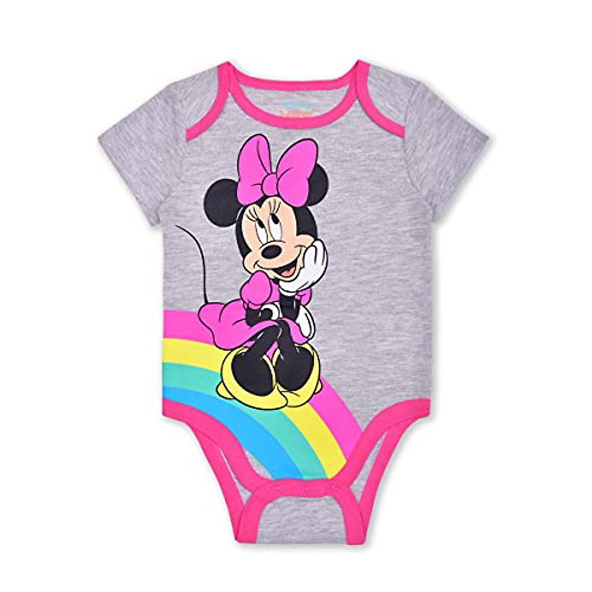 Disney Minnie Mouse Girls’ 4 Pack Bodysuit for Newborn and Infant – Pink/Grey/White