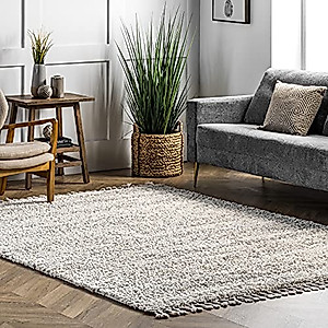 nuLOOM Brooke Shag Tasseled Area Rug, 8x11, Ivory