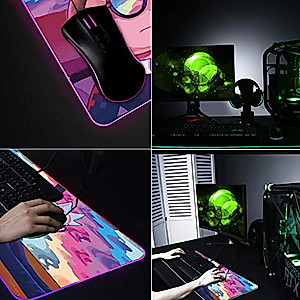 Bimormat RGB Mouse Pad LED Light Gaming Mouse Pad with Rubber Base Colorful Computer Carpet Desk Mat for PC Laptop (35.4 * 15.7 inch) (9040rkmomo)