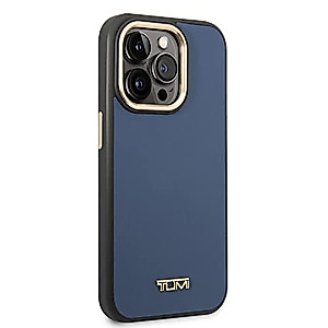 CG MOBILE TUMI Phone Case for iPhone 14 Pro in Midnight Blue & Rose Gold, HC Smooth Leather Protective & Durable Case with Easy Snap-on, Shock Absorption & Signature Logo