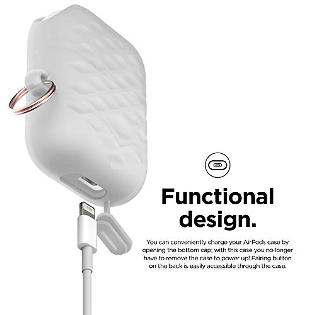 elago Waterproof Hang Active Case [Nightglow Blue] - Compatible with Apple AirPods 1 & 2, Supports Wireless Charging, Waterproof, Dust Proof, Added Carabiner