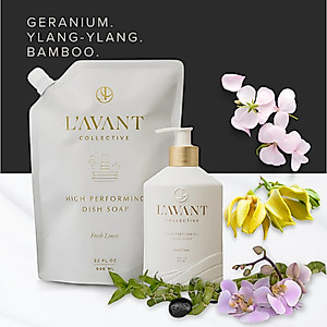 L'AVANT Collective High Performing Dish Soap Refill | Plant-Based Ingredients & High Performing Formula | Fresh Linen Scent | 32 FL oz/946 mL
