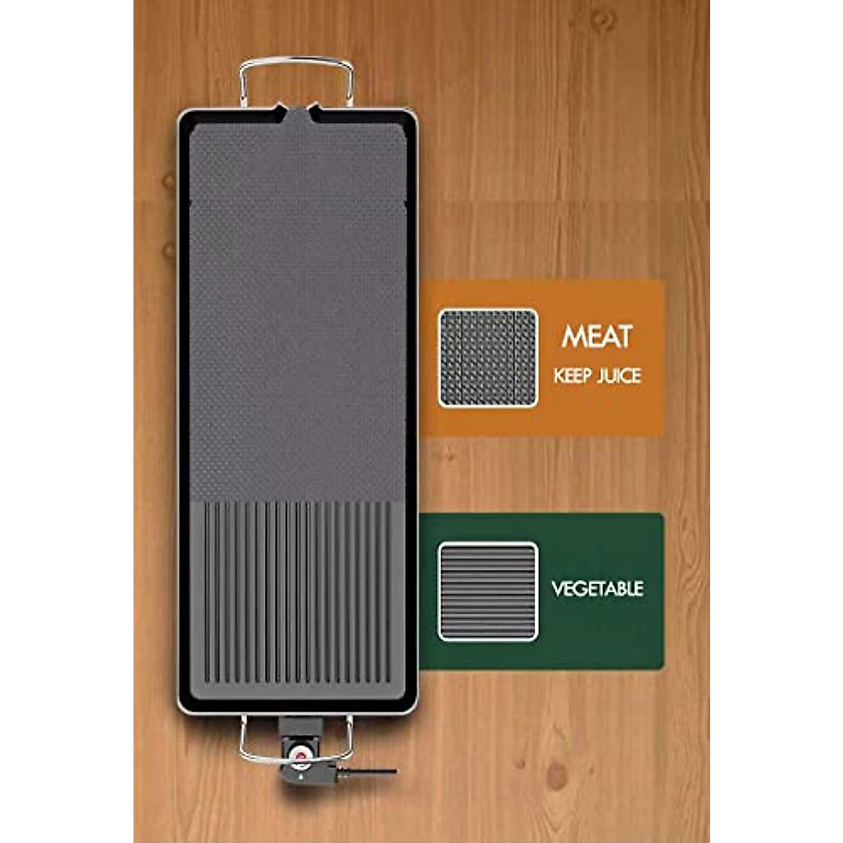 Electric Table Top Griddle. Korean Style Nonstick Grill. Indoor Raclette Yakiniku Grill Pan. Extra Large Portable. Adjustable Temperature. Campaing Indoor Outdoor (26.8 Inch)