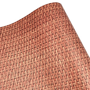 Yifely Light Brown Weave Wood Grain Furniture Paper Self-Adhesive Shelf Liner Door Sticker 17.7 Inch by 9.8 Feet