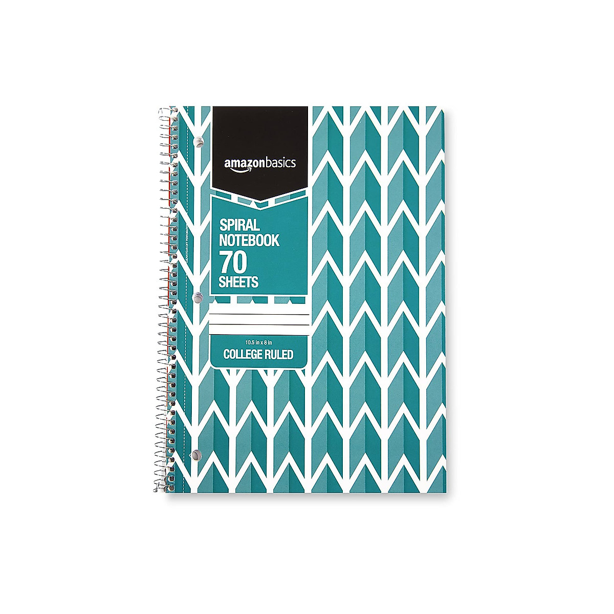 Amazon Basics College Ruled Wirebound Spiral Notebook, 70 Sheet - 5-Pack, Assorted Sunburst Pattern Colors