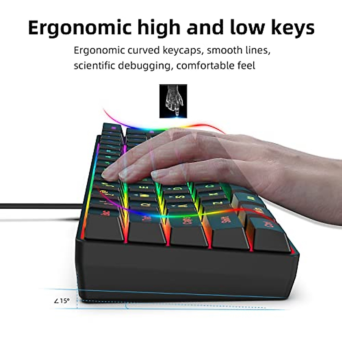 DGG 60% Gaming Keyboard and Mouse Combo, Small Keyboard and Mouse Set, Mini Gaming Keyboard 61 Keys True RGB Mechanical Feel, for Computer PC Gamer