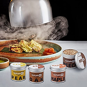 4 Packs Wood Chips for Smokers, Include Oak, Maple, Pear and Beech, Natural Wood Chips for Old Fashioned Cocktail Smoker, Sawdust Smoked Drinks and Meat