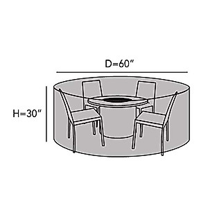 Covermates Round Firepit/Chair Set Cover – Water-Resistant Polyester, Mesh Ventilation, Fire Pit Covers-Khaki