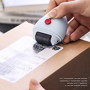 Sunicon Identity Protection Roller Stamps,Wide Identity Theft Protection Stamp Mini Portable Effective Cover Box Cutter for Household Express Station (Blue)
