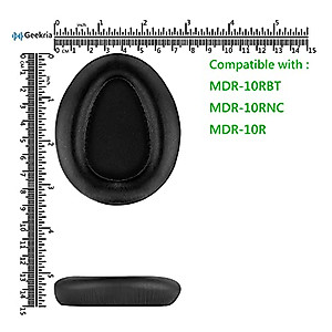 Geekria QuickFit Replacement Ear Pads for Sony MDR-10RBT, MDR-10RNC, MDR-10R Headphones Ear Cushions, Headset Earpads, Ear Cups Cover Repair Parts (Black)