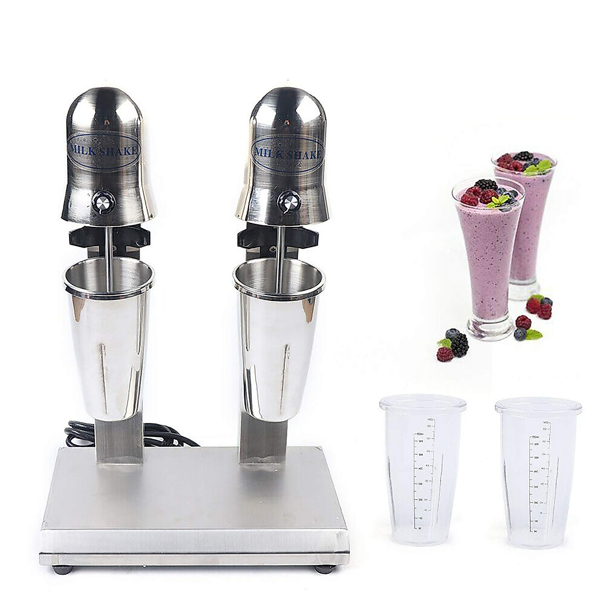 Commercial Electric Double Head Milk Shaker Drink Mixer Shake Making Machine 560W Smoothie Milk Ice Cream Blender