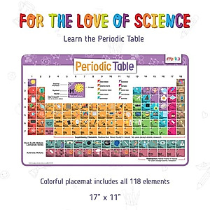 merka Periodic Table for Kids Educational Placemats for Kids Learning Chemistry with Periodic Table of Elements Non-Slip Silicone Mat for Dining Table