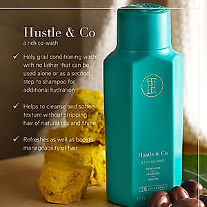 TPH BY TARAJI Hustle & Co Hydrating Co-Wash with Olive Oil, Shea Butter & Sage | Nourishing Hair Rinse, Sulfate Free Shampoo for Curly & Coily Hair | Cruelty-Free, Vegan | For Women & Men, 12 fl oz