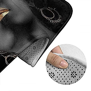 WONDERTIFY African American Woman Bathroom Antiskid Pad Afro Girl 3 Pieces Bathroom Rugs Set, Bath Mat+Contour+Toilet Lid Cover Gold Black