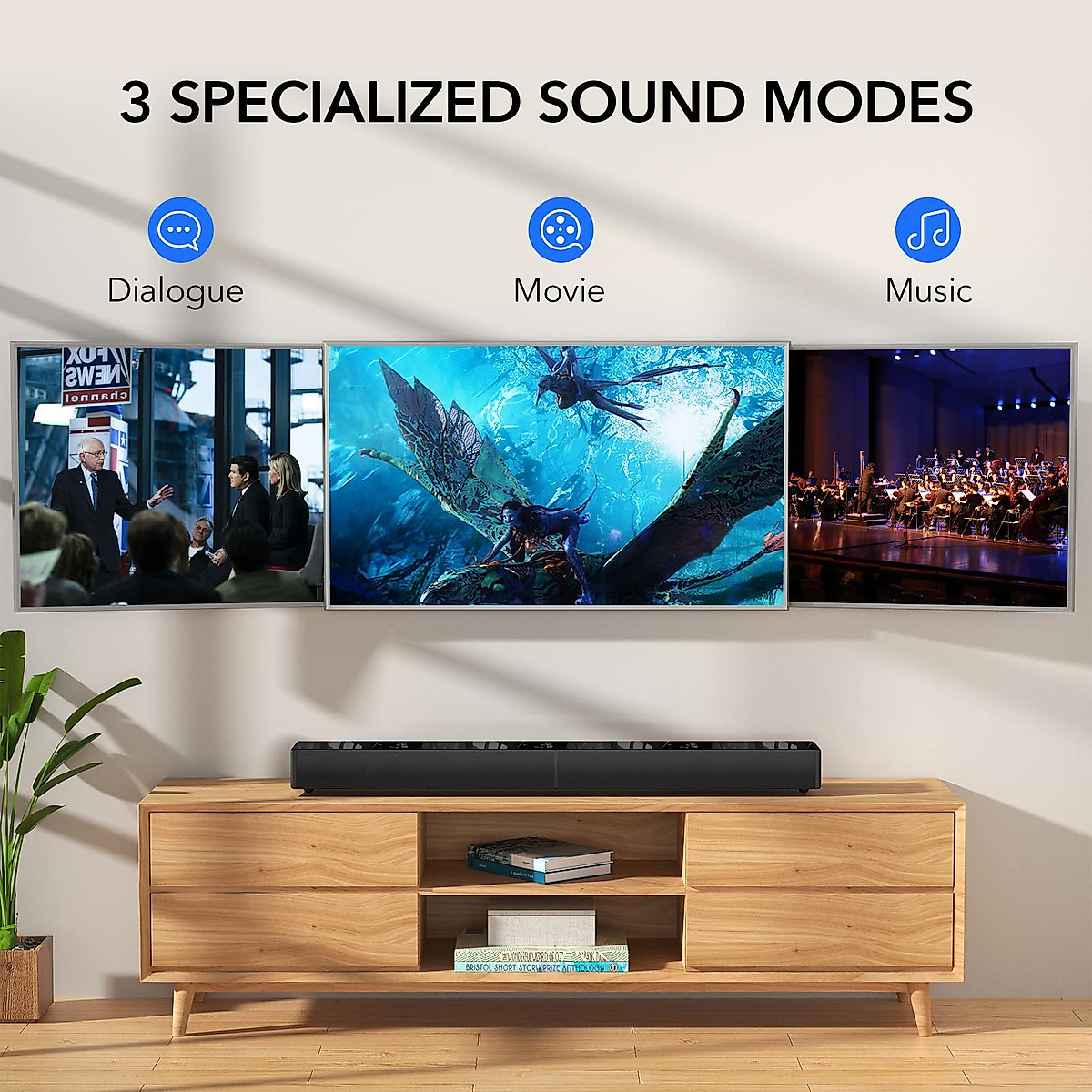 LARKSOUND 2.1 CH Soundbar with Built-in Subwoofer, 31 Inch Sound Bar for TV with Bluetooth/HDMI ARC/Optical/AUX/USB Connections