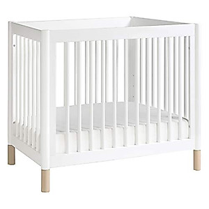 Babyletto Gelato 4-in-1 Convertible Mini Crib in White and Washed Natural, Greenguard Gold Certified