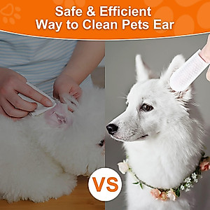 50Pcs Dog Ear Wipes Finger, Dog Ear Cleaner Wipes for Dogs and Cats, Pet Ear Wipes, Soft & Easy Otic Cleaning Pads, Remove Wax, Dirt & Stop Smelly, Itchy, Non-Irritating, All Natural Ingredients