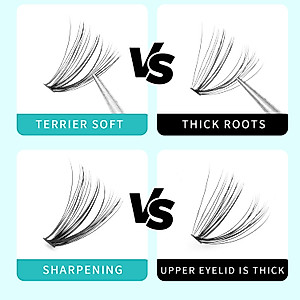 Hannahool 200Pcs 20Roots Individual False Lashes Mixed 8-10-12-14mm/9-11-13-15mm/10-12-14-16mm/16-18mm/18-20mm 0.07 Thickness Natural Cluster Lashes Makeup Volume Eye Lashes Extensions (10-12-14-16mm)