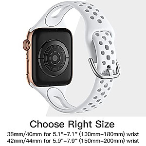 Getino Compatible with Apple Watch Bands 41mm 40mm 38mm Women Men, Soft Breathable Thin Slim Strap Sport Band for iWatch SE 1/2, iWatch Band Series 8 7 6 5 4 3 2 1, 38/40/41mm Black/Pink/Gray/White