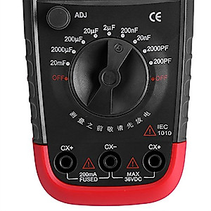 Digital Capacitance Meter Multimeter Professional Capacitor Tester 0.1pF - 20000uF with LCD Backlight and Safety Jacket Max 1999 Display