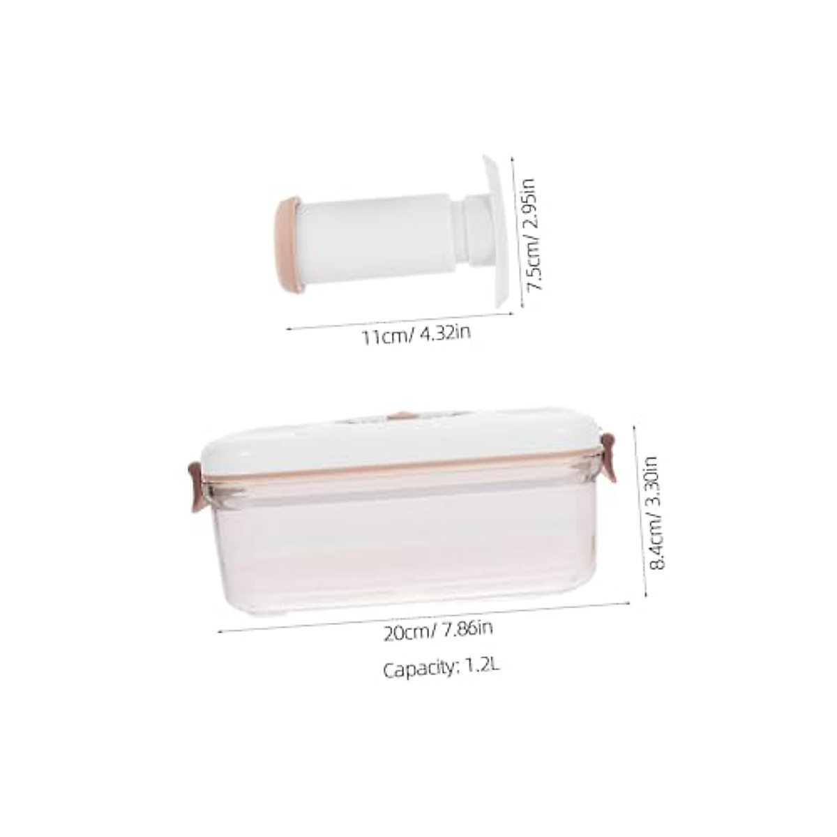 VOSAREA Airtight Food Storage Containers Large 1.2l Hand Pump Sealed Lunch Box for Flour Sugar Crisper Storage Box for Fruits